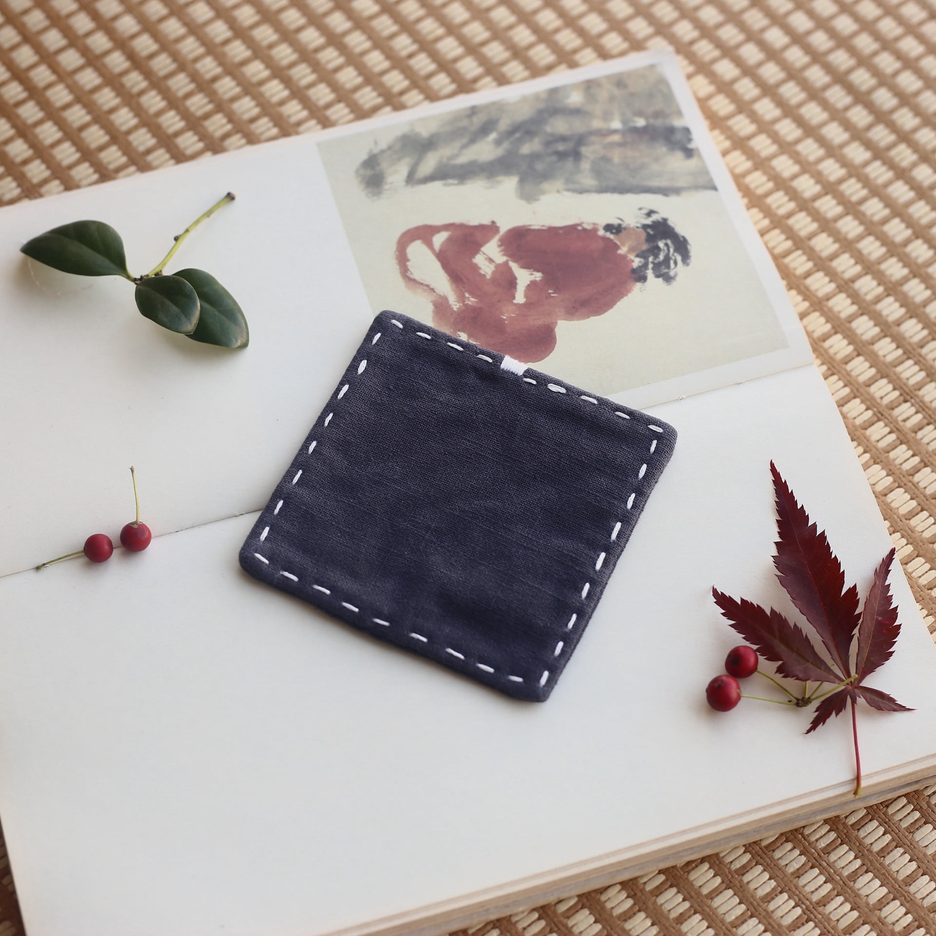 12 Pieces of Square Cotton-covered Table Mats,3.5in*3.5in Jacquard ...