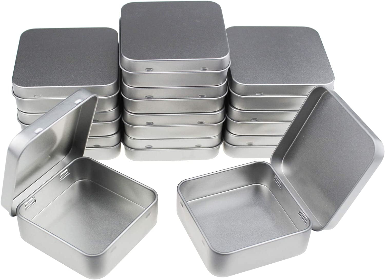 12 Pieces Square Metal Empty Tins Home Storage Containers Organizer ...