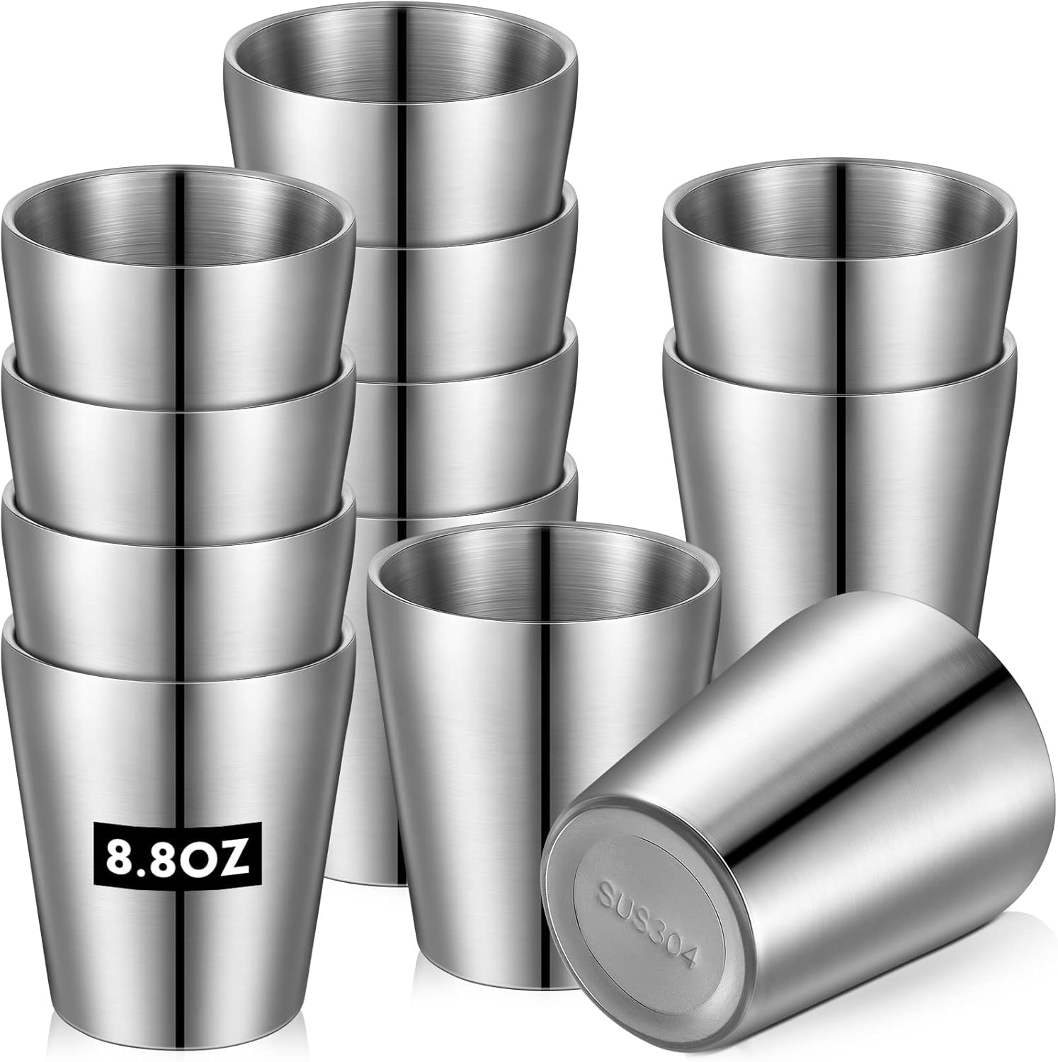 12 Pieces Stainless Steel Double Wall Tumbler Cups, Stackable Insulated ...