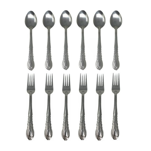 Kitchen Flatware Set, 12 Piece Stainless Steel Forks and Spoons Set ...