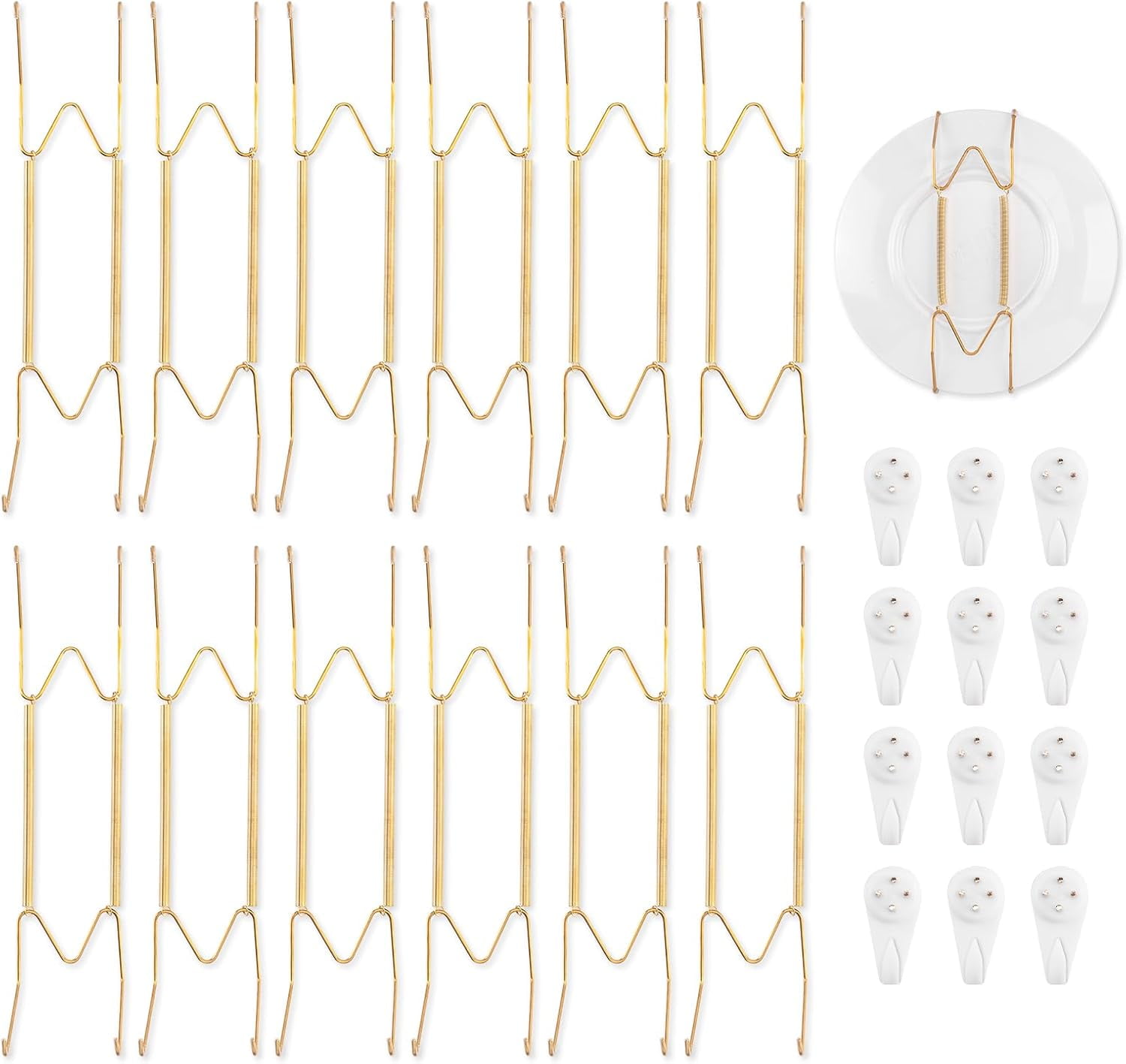 12 Pieces Stainless Steel Plate Hangers for The Wall, Invisible Heavy ...
