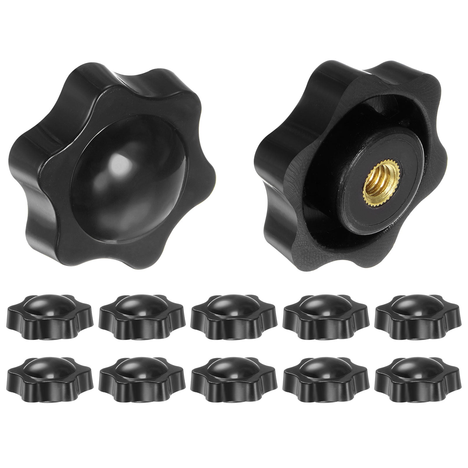 12 Pieces Star Knobs 1/4-20 Thread 32mm 6-Point Head Brass Insert Non ...