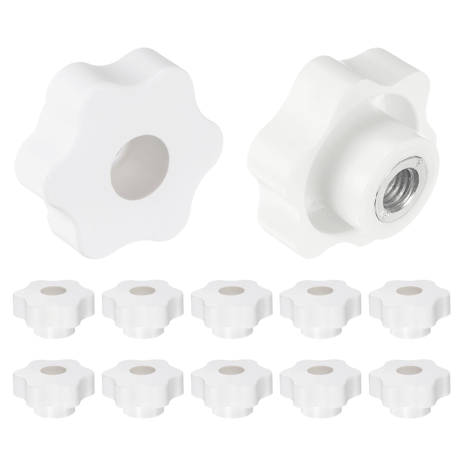 12 Pieces Star Knobs M10 Thread 48mm 6-Point Head Metal Insert Through ...