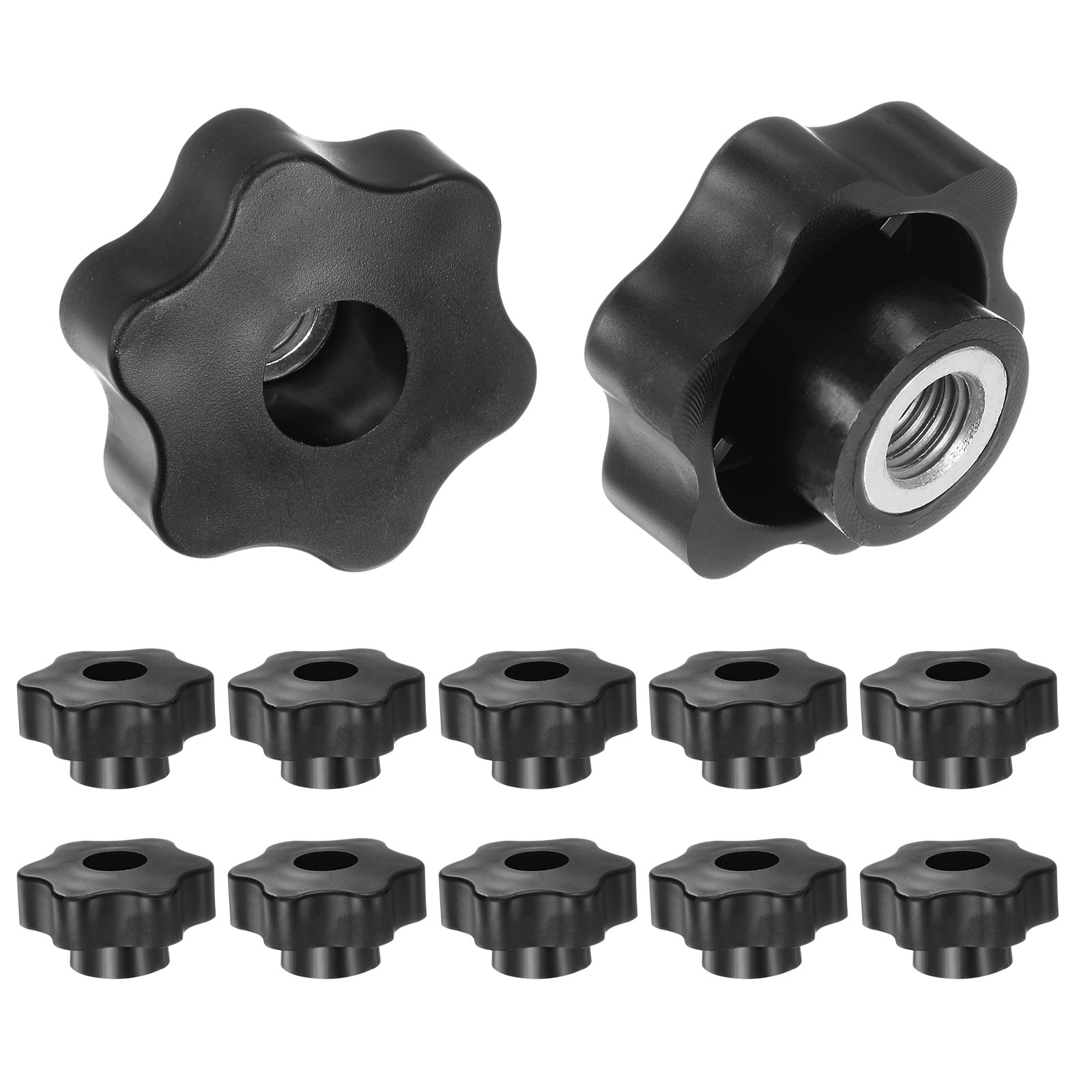 12 Pieces Star Knobs M12 Thread 48mm 6-Point Head Metal Insert Through ...