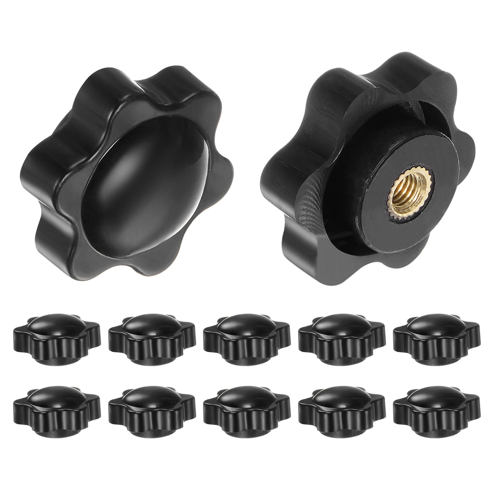 12 Pieces Star Knobs M4 Thread 25mm 6-Point Head Brass Insert Non ...
