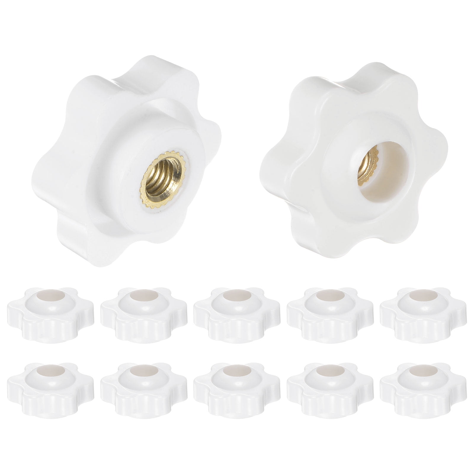 12 Pieces Star Knobs M5 Thread 25mm 6-Point Head Brass Insert Through ...