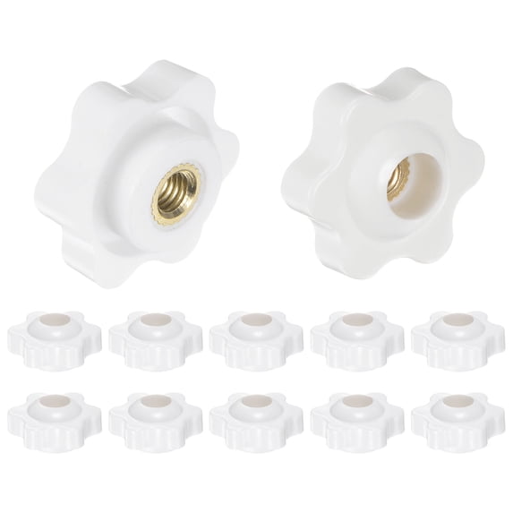 12 Pieces Star Knobs M5 Thread 25mm 6-Point Head Brass Insert Through ...