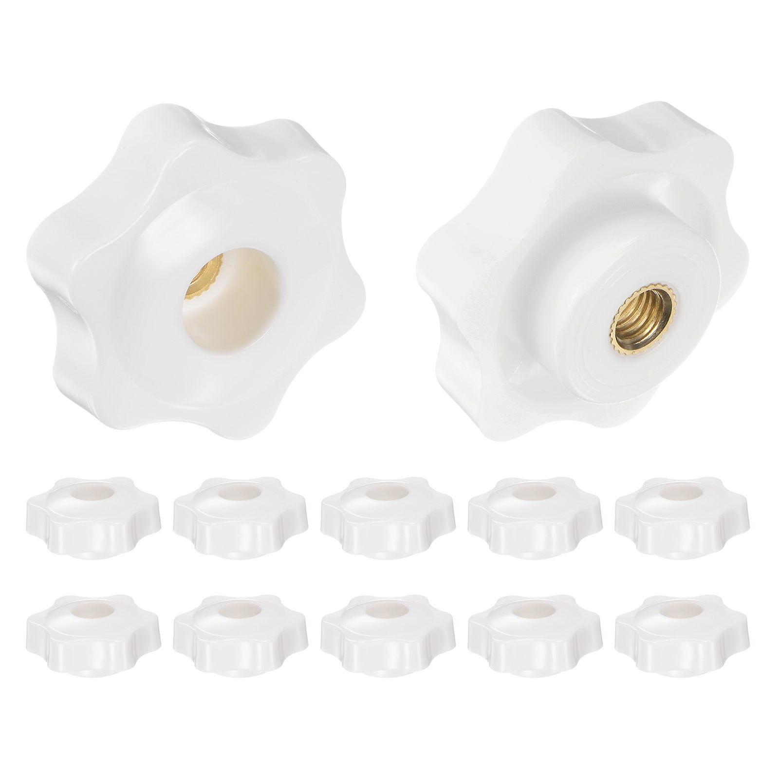 12 Pieces Star Knobs M6 Thread 38mm 6-Point Head Brass Insert Through ...