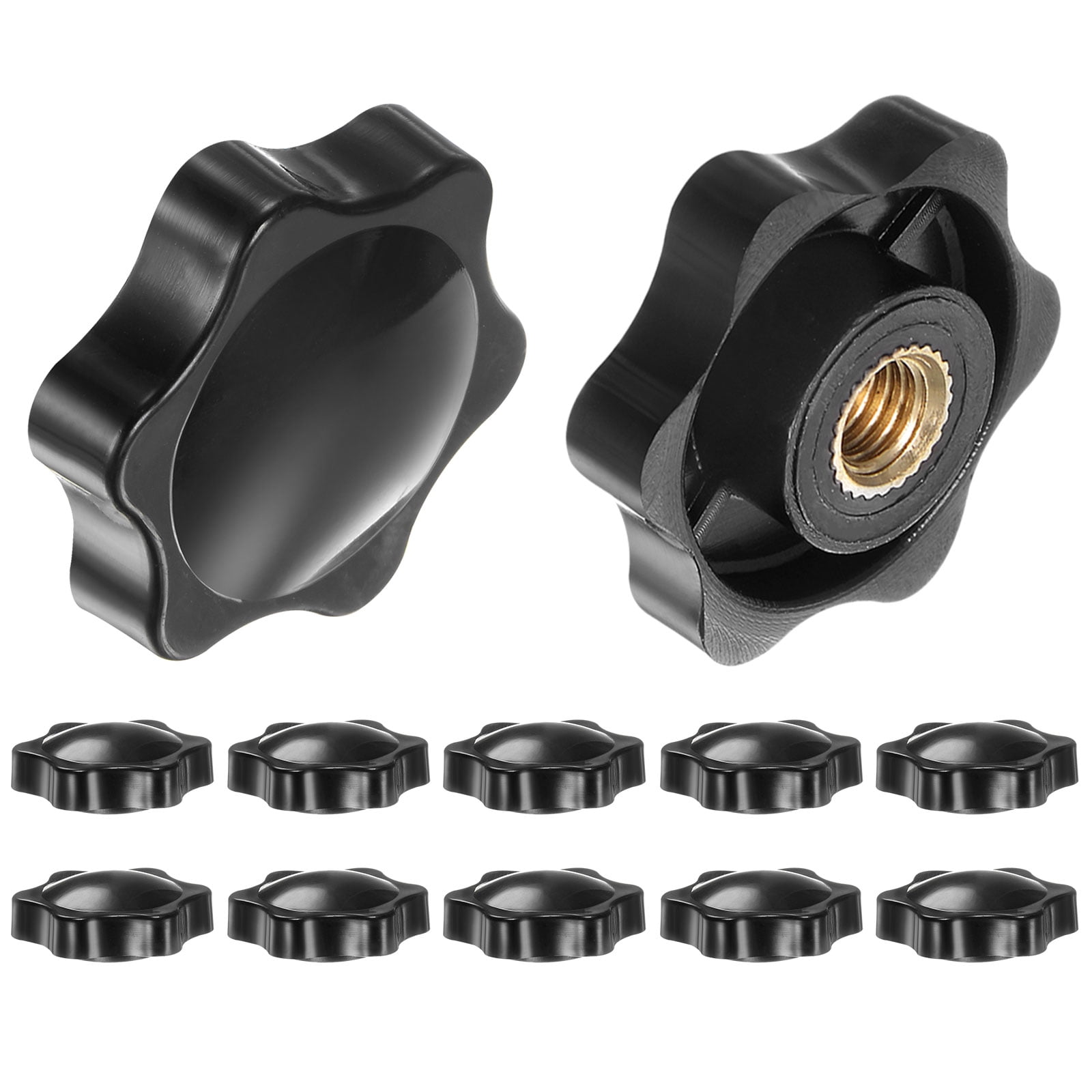 12 Pieces Star Knobs M8 Thread 38mm 6-Point Head Brass Insert Non ...
