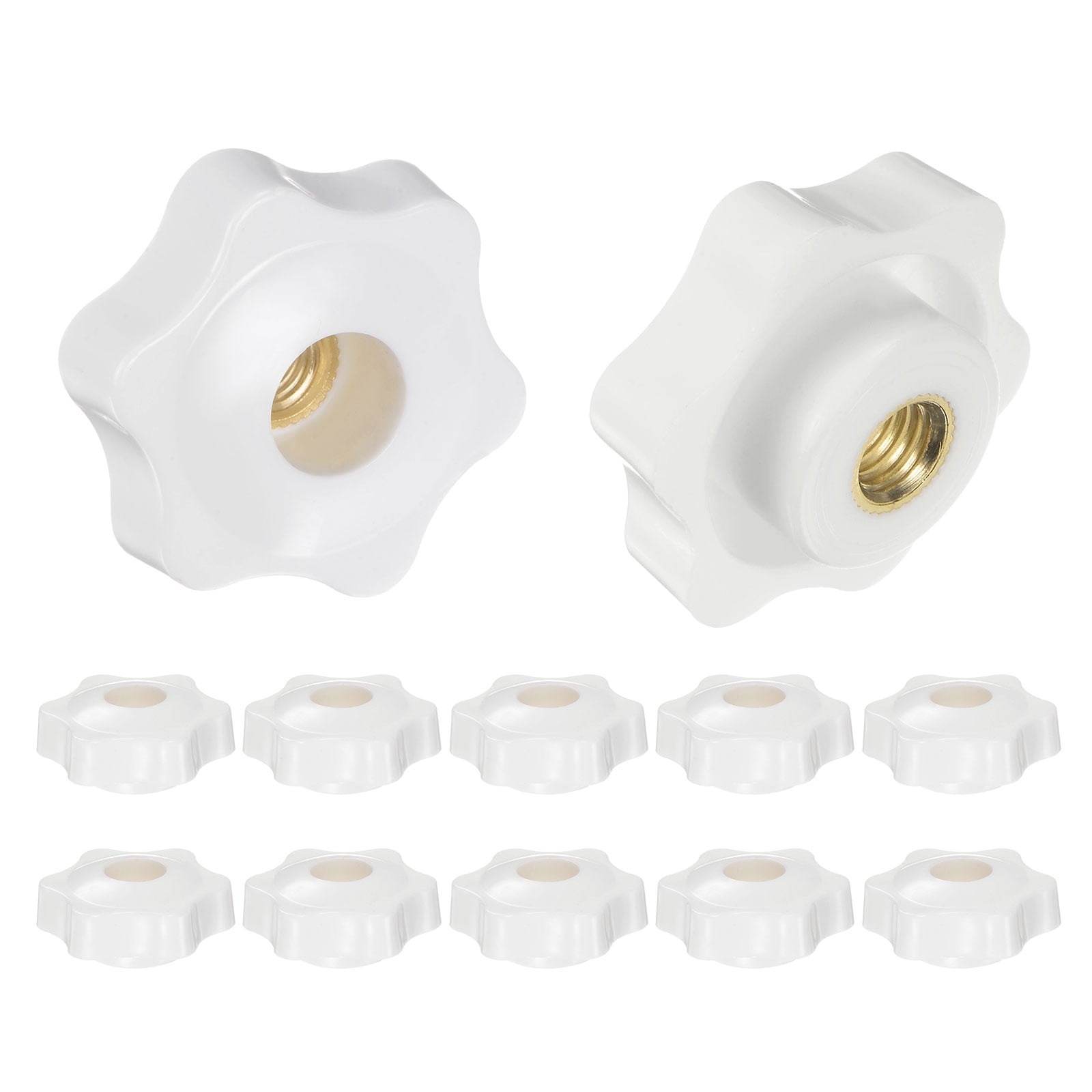 12 Pieces Star Knobs M8 Thread 38mm 6-Point Head Brass Insert Through ...