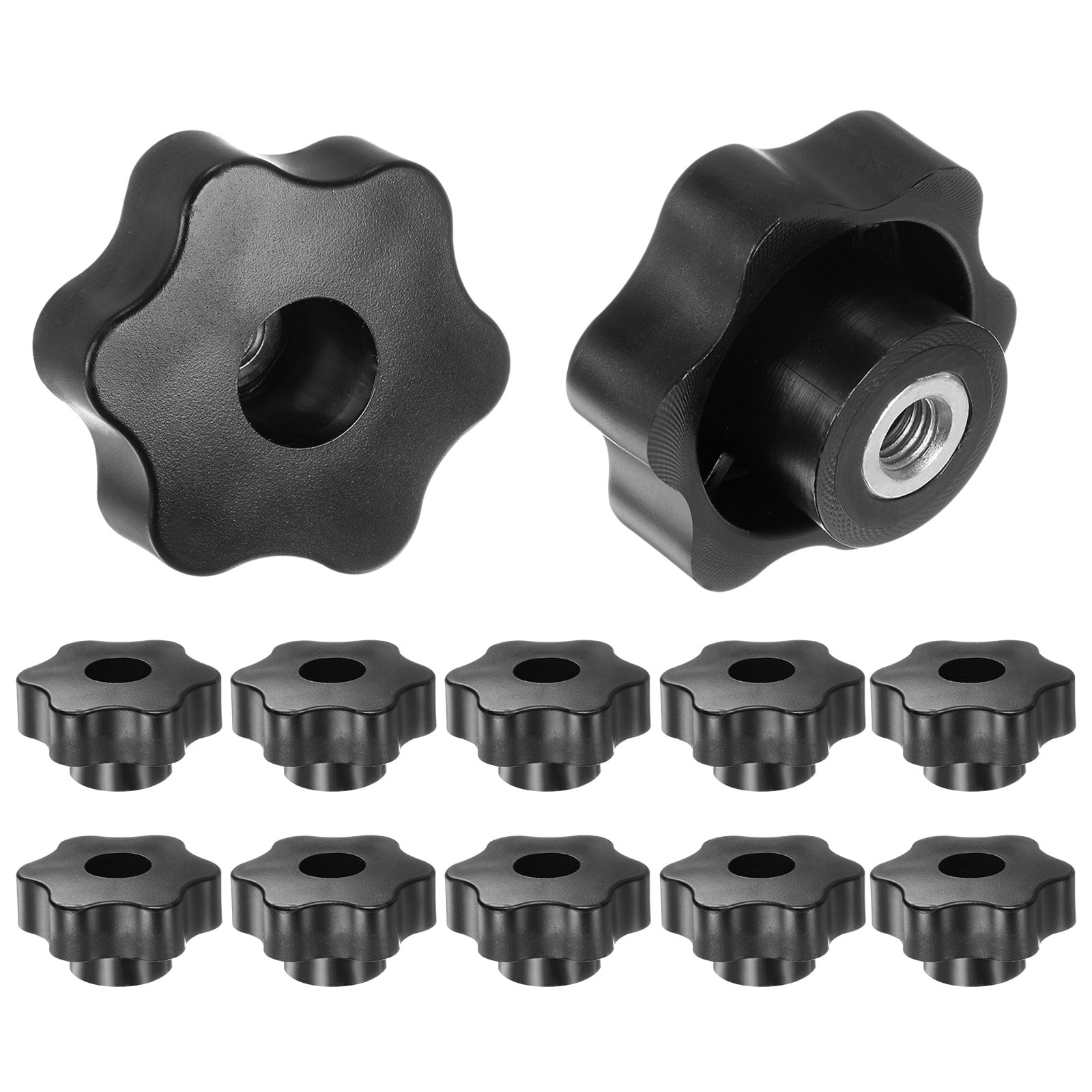 12 Pieces Star Knobs M8 Thread 48mm 6-Point Head Metal Insert Through Hole Threaded Hand Knob ...