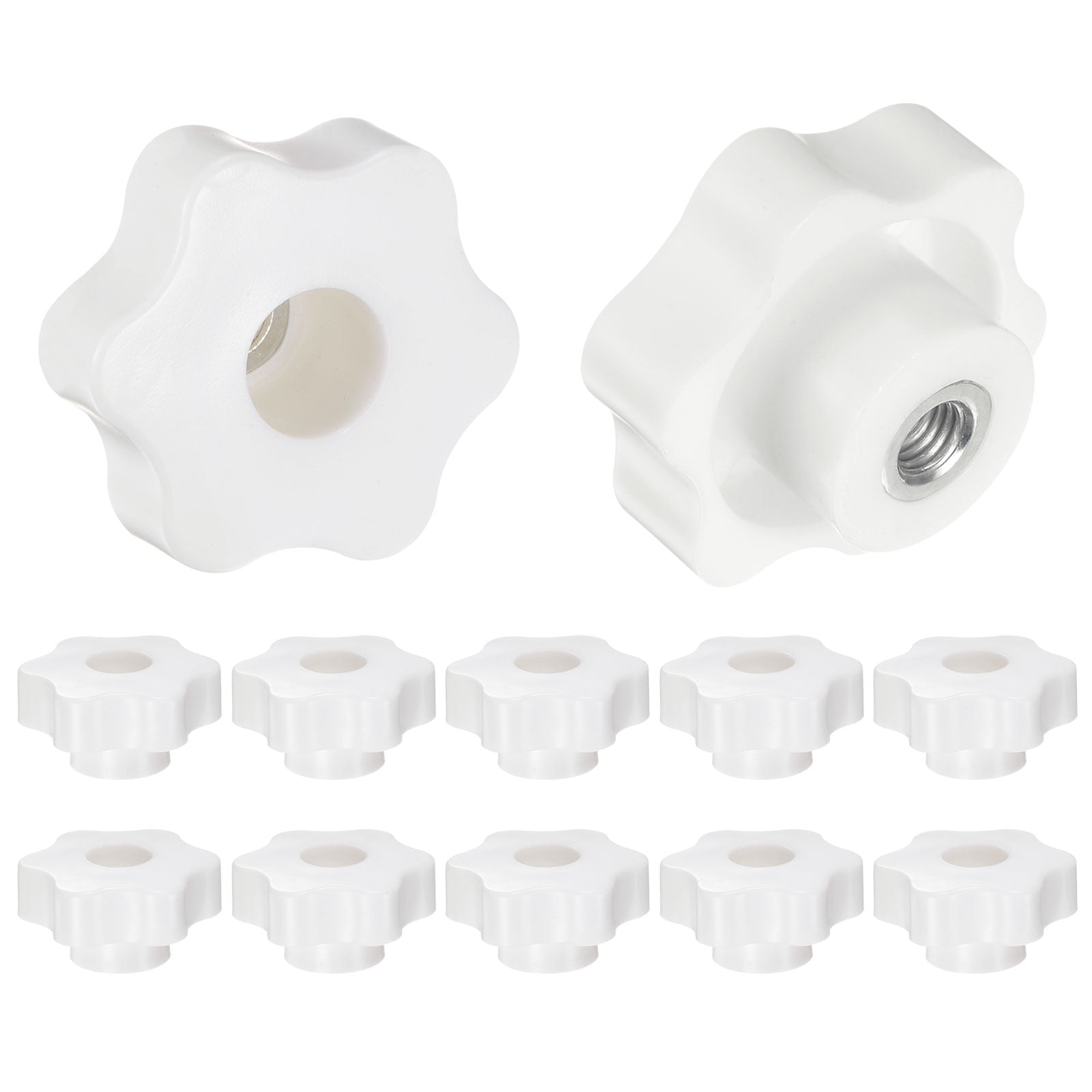 12 Pieces Star Knobs M8 Thread 48mm 6-Point Head Metal Insert Through ...