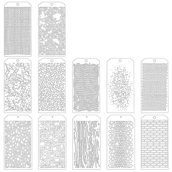 12 Pieces Stencils for Crafts, Brick Dot Layering Mixed Media Art ...