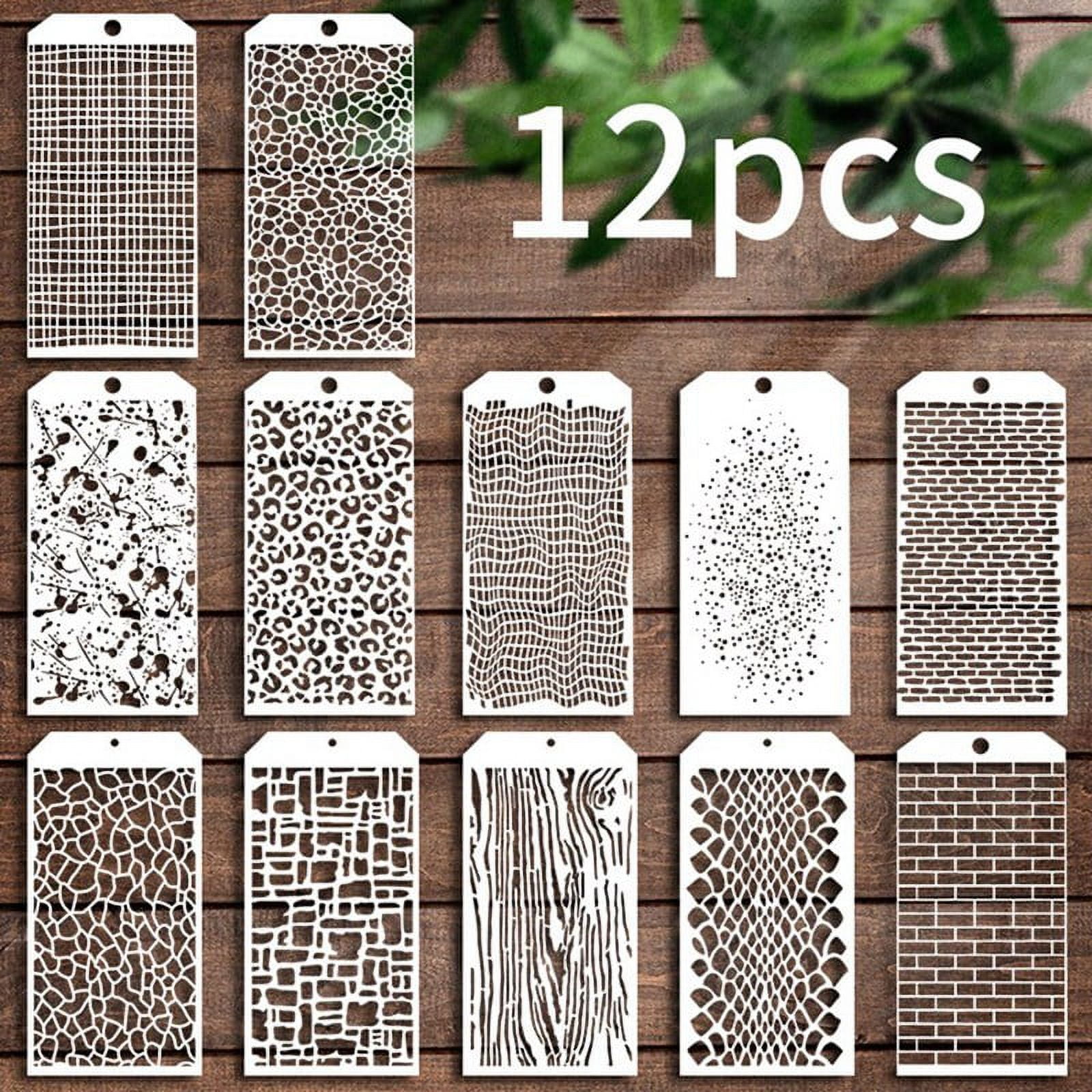 12 Pieces Stencils for Crafts, Brick Dot Layering Stencils Mixed Media Art Texture Stencils for ...