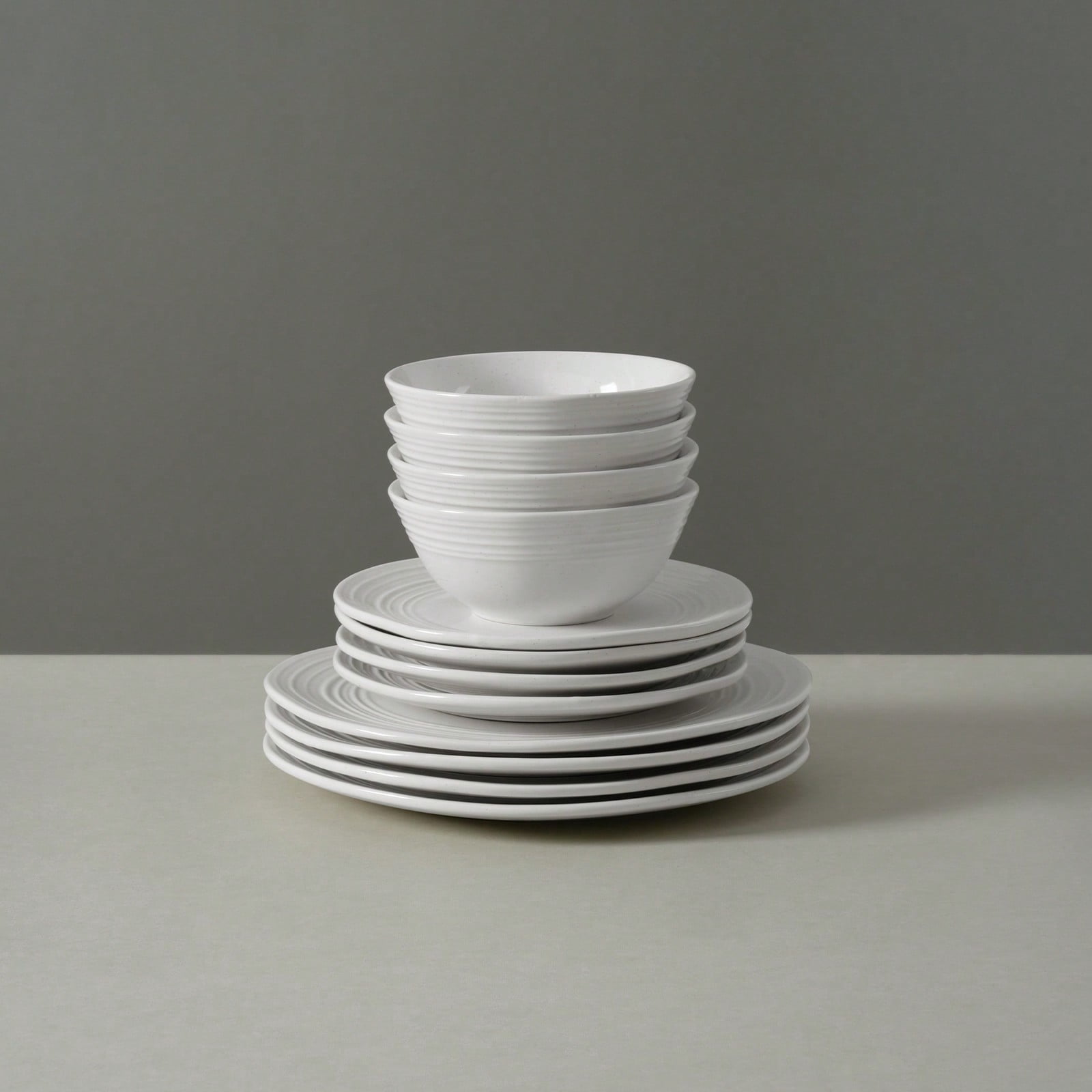 12 Pieces Stoneware Dinnerware Set, Plates And Bowls, Dishes Set For 4 ...