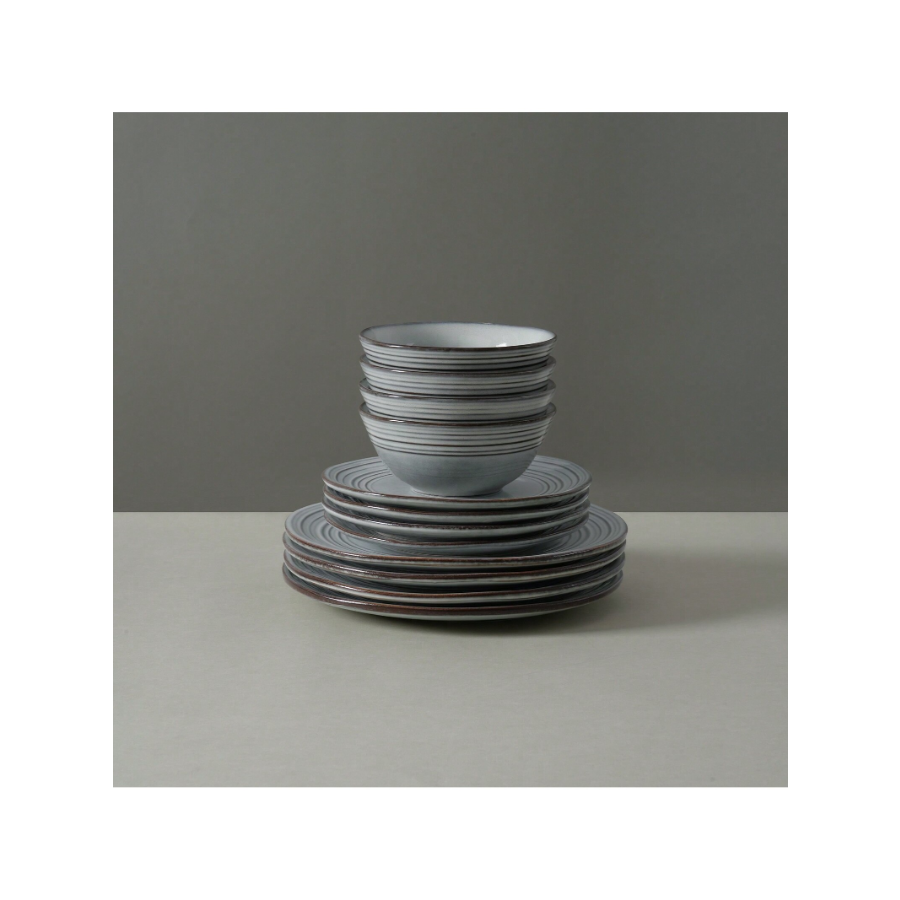 12 Pieces Stoneware Dinnerware Set, Plates And Bowls, Dishes Set For 4 ...