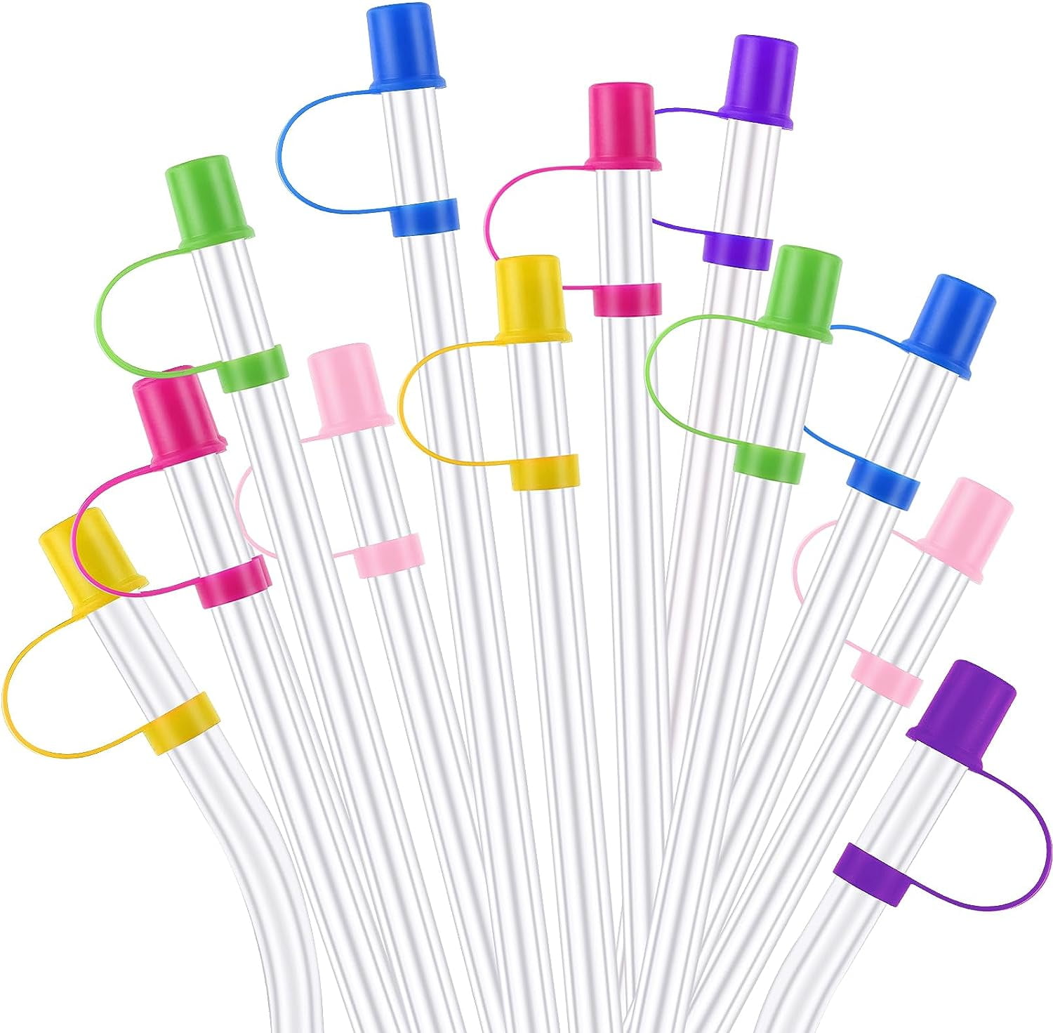 12 Pieces Straw Tips Cover, Colorful Drinking Straw Caps Reusable ...