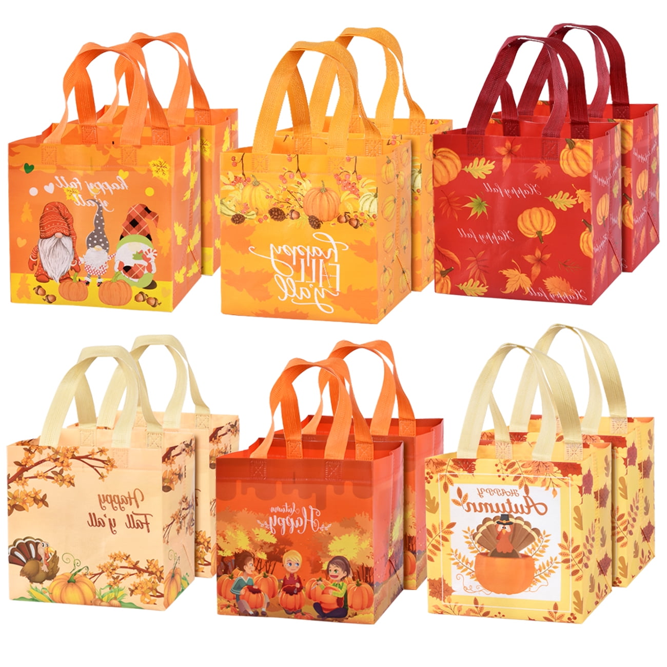 12 Pieces Thanksgiving Non-Woven Tote Bags Turkey Pumpkin Fall Party ...
