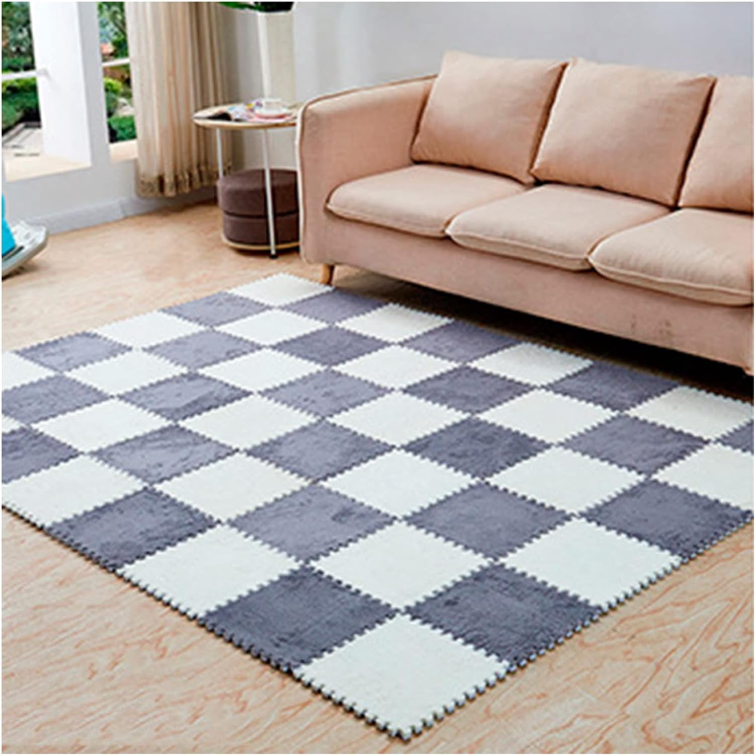 12 Pieces Thickened Plush Foam Interlocking Floor Mat,Fluffy Square ...