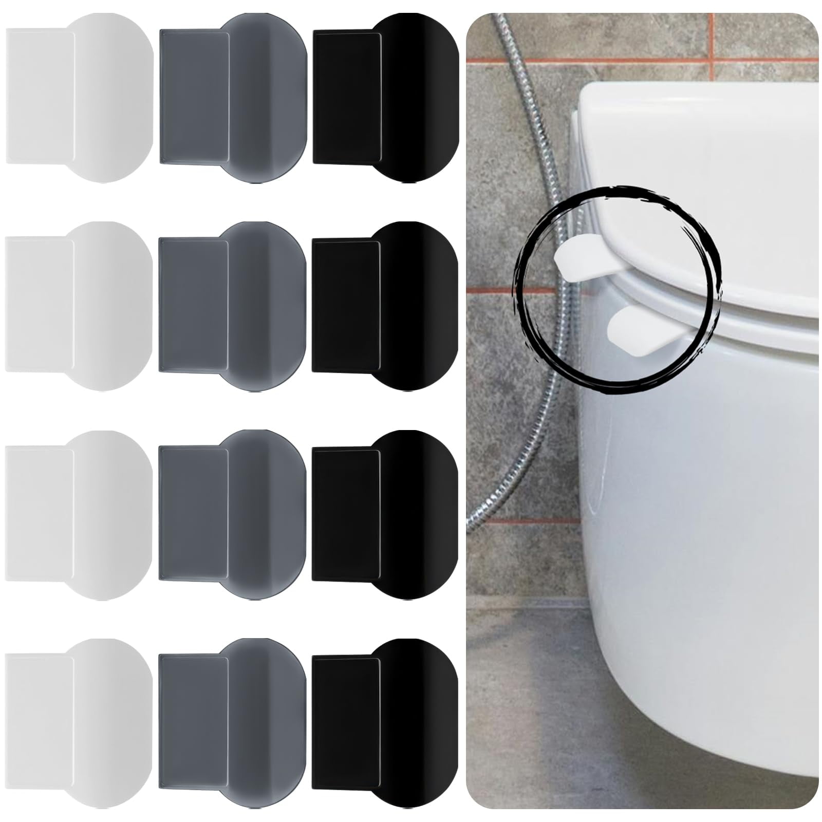 12 Pieces Toilet Seat Lifter Self Adhesive Toilet Seat Handle Cover ...