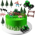 12 Pieces TractorTRDN Cake Topper Set with Tree Farmer Fences Mini Barn ...