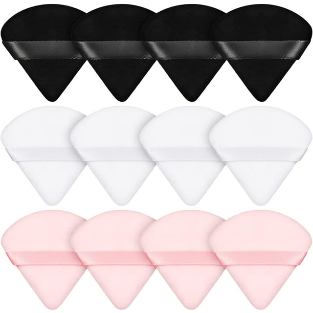 12 Pieces Triangle Powder Puff Face Makeup Sponge Wedge Shape with ...