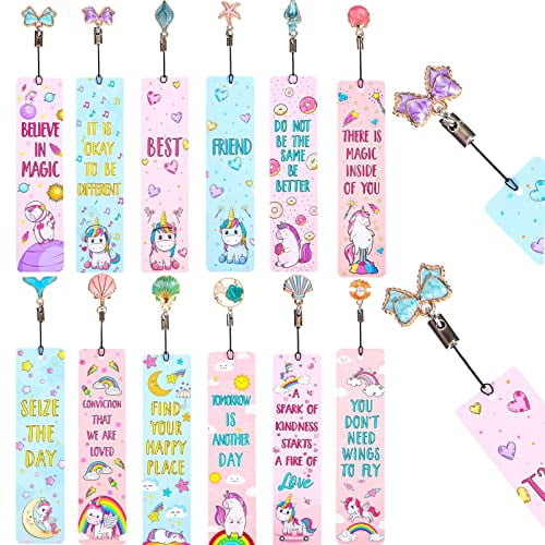 12 Pieces Unicorn and Rainbow Theme Bookmarks with 12 Pieces Metal ...
