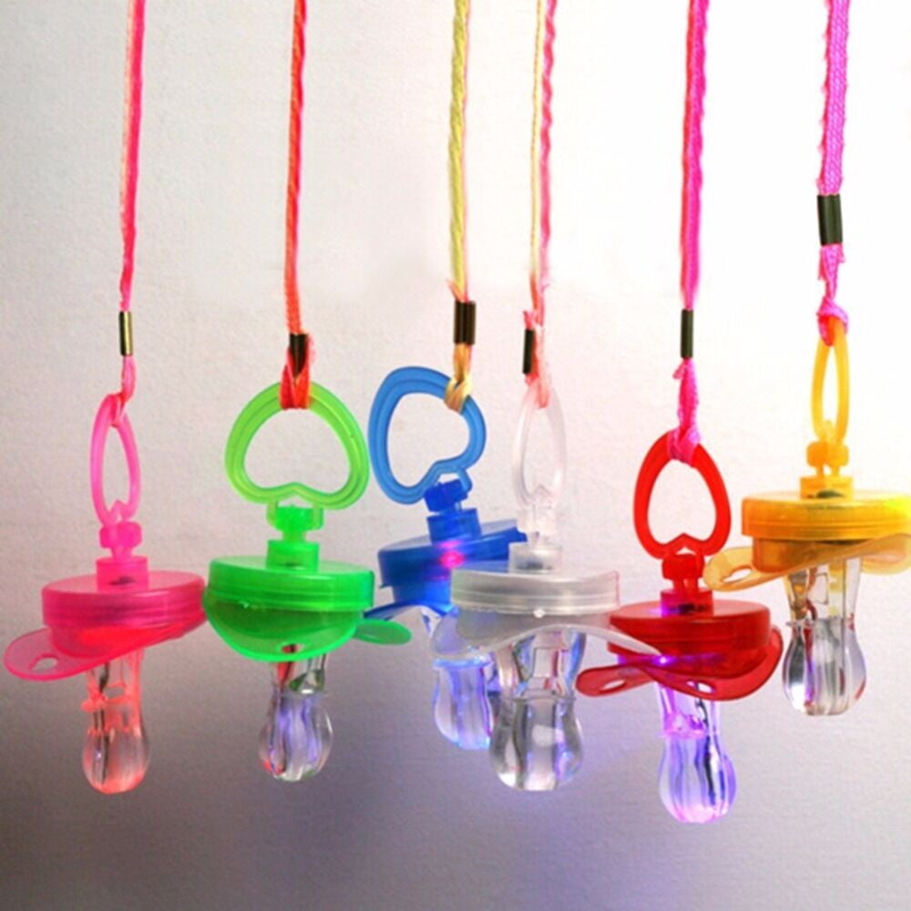 12 Pieces Up Pacifiers LED Light Party Glow Whistle Flashing Lanyard ...