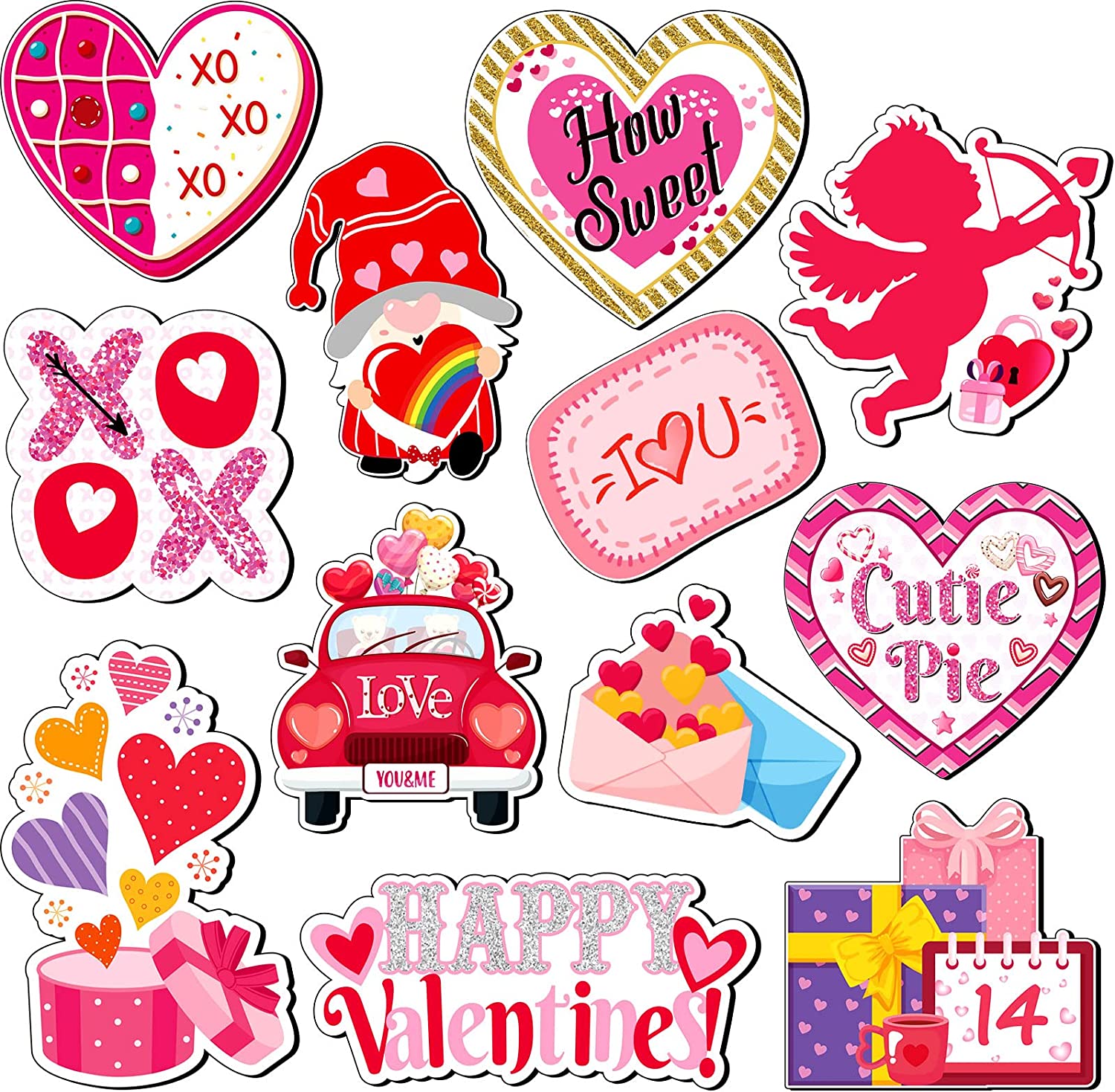 12 Pieces Valentine's Day Refrigerator Magnets Holidays Magnetic ...