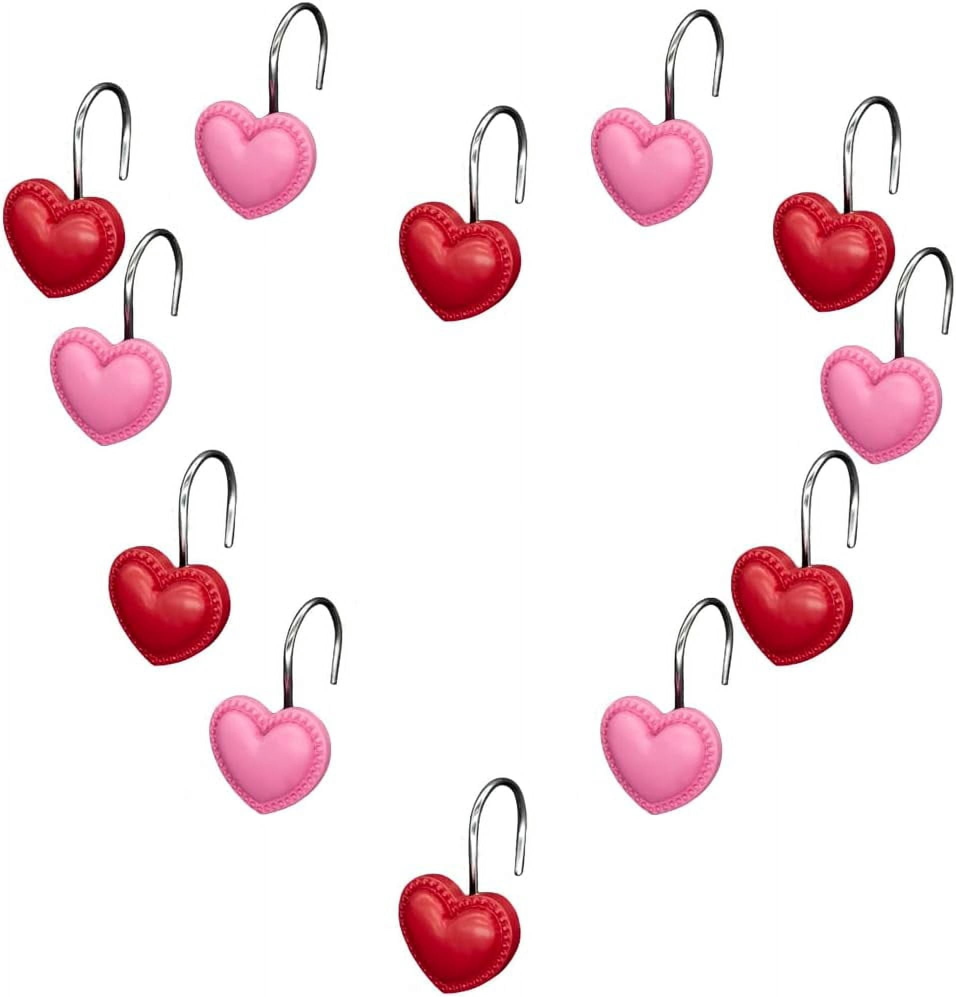 12 Pieces Valentines Day Heart Shower Curtain Hooks, Stainless Steel ...