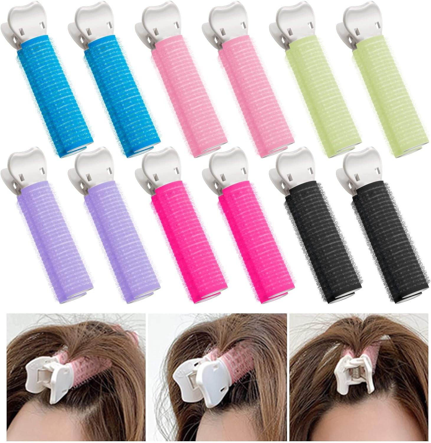 12 Pieces Volumizing Hair Clips - Velcro Clips for Instant Hair Root ...