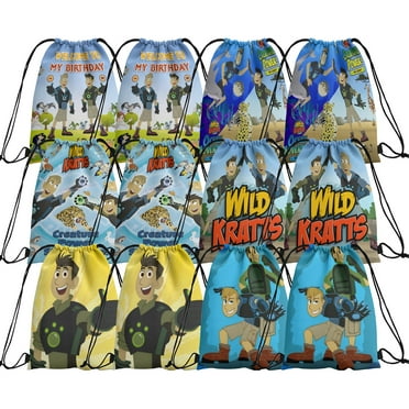 12-Pack Dino-Themed Favor Bags: Goodie, Drawstring, 12x10in for ...