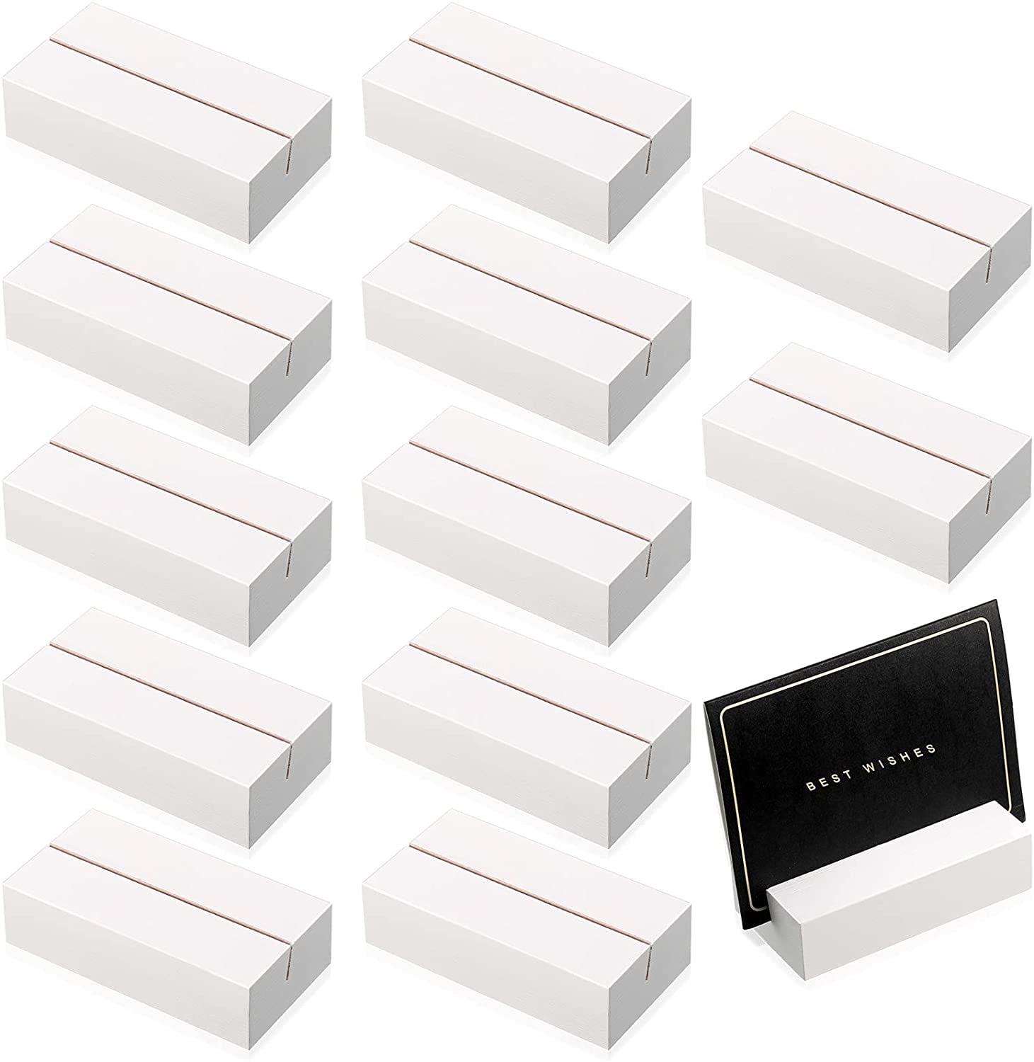 12 Pieces Wood Place Card Holders White Wooden Table Number Stands Name ...