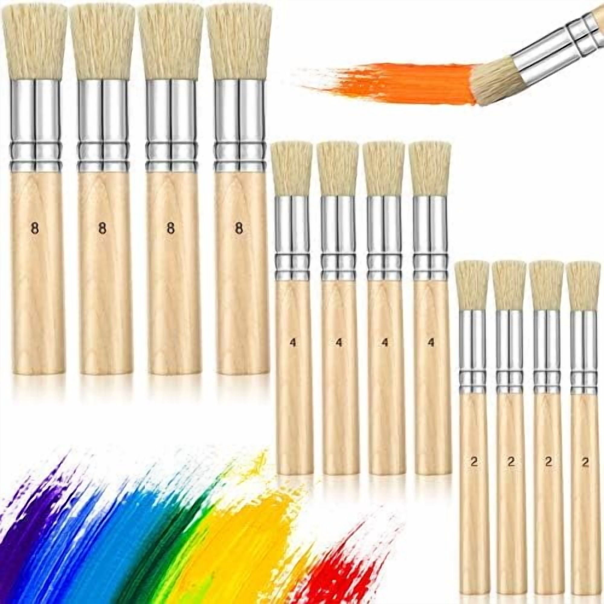 12 Pieces Wooden Stencil Brushes Natural Stencil Brushes Bristle Wooden ...