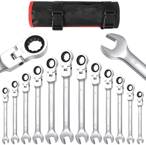 12 Pieces Wrench Set, Flex- Ratcheting Combination Set, Metric 8-19mm ...
