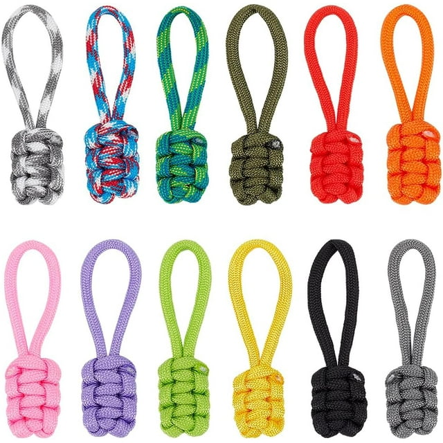 12 Pieces Zipper Pull Replacement Colorful Hand Woven Zip Puller Tip ...