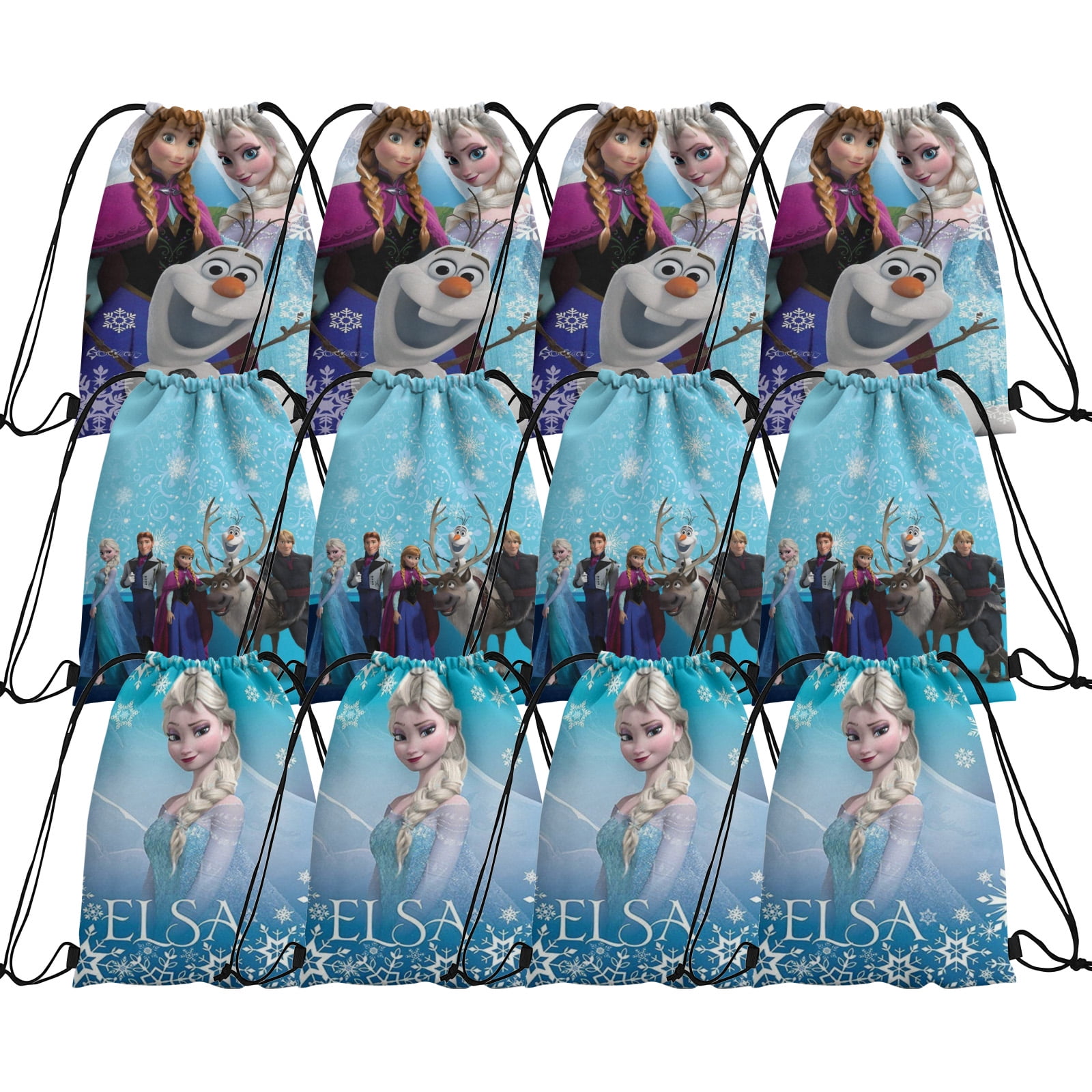 12 Pieces snowflake Candy Drawstring Bag Winter Princess Drawstring ...