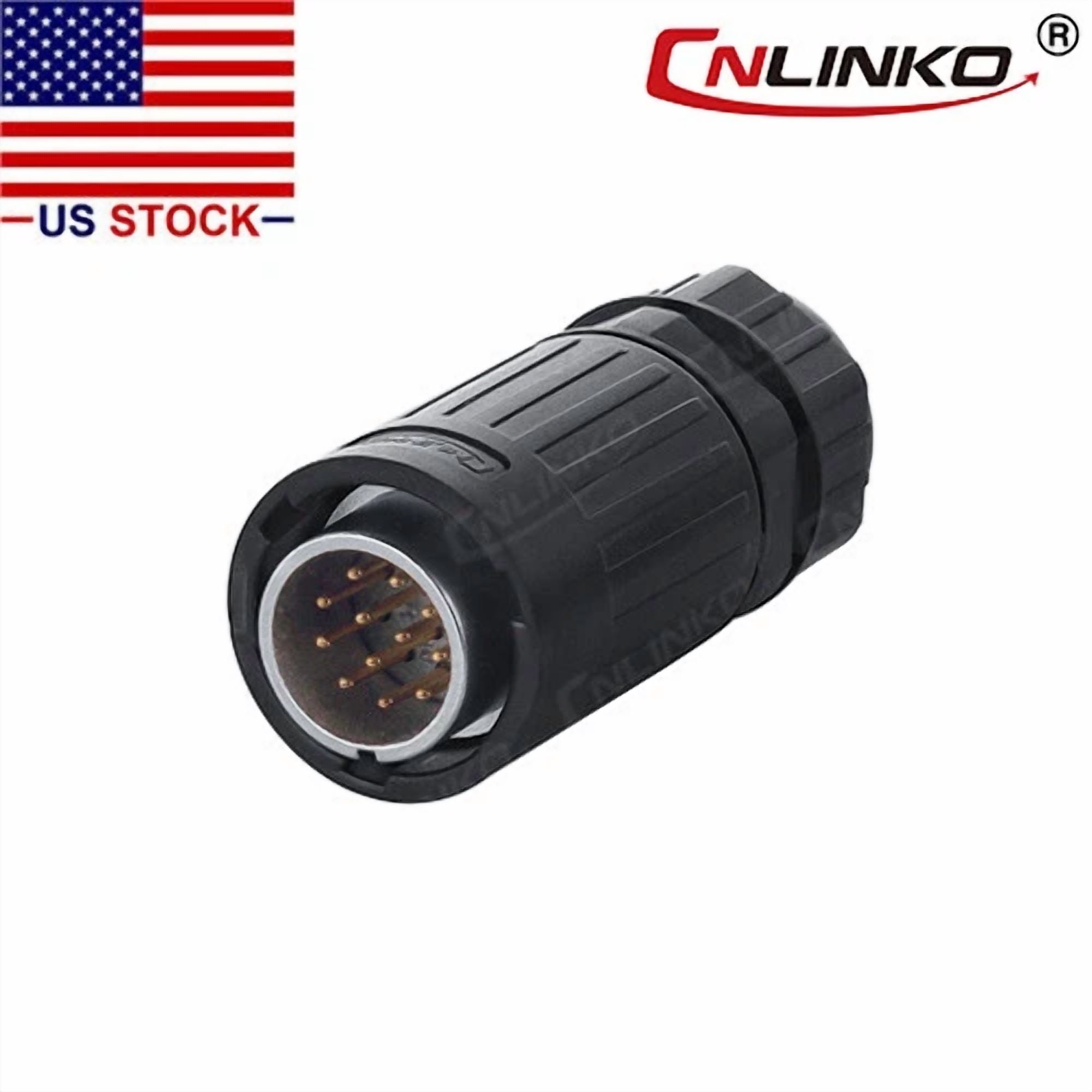 12 Pin Power Signal Circular Connector Male Plug Outdoor Waterproof ...