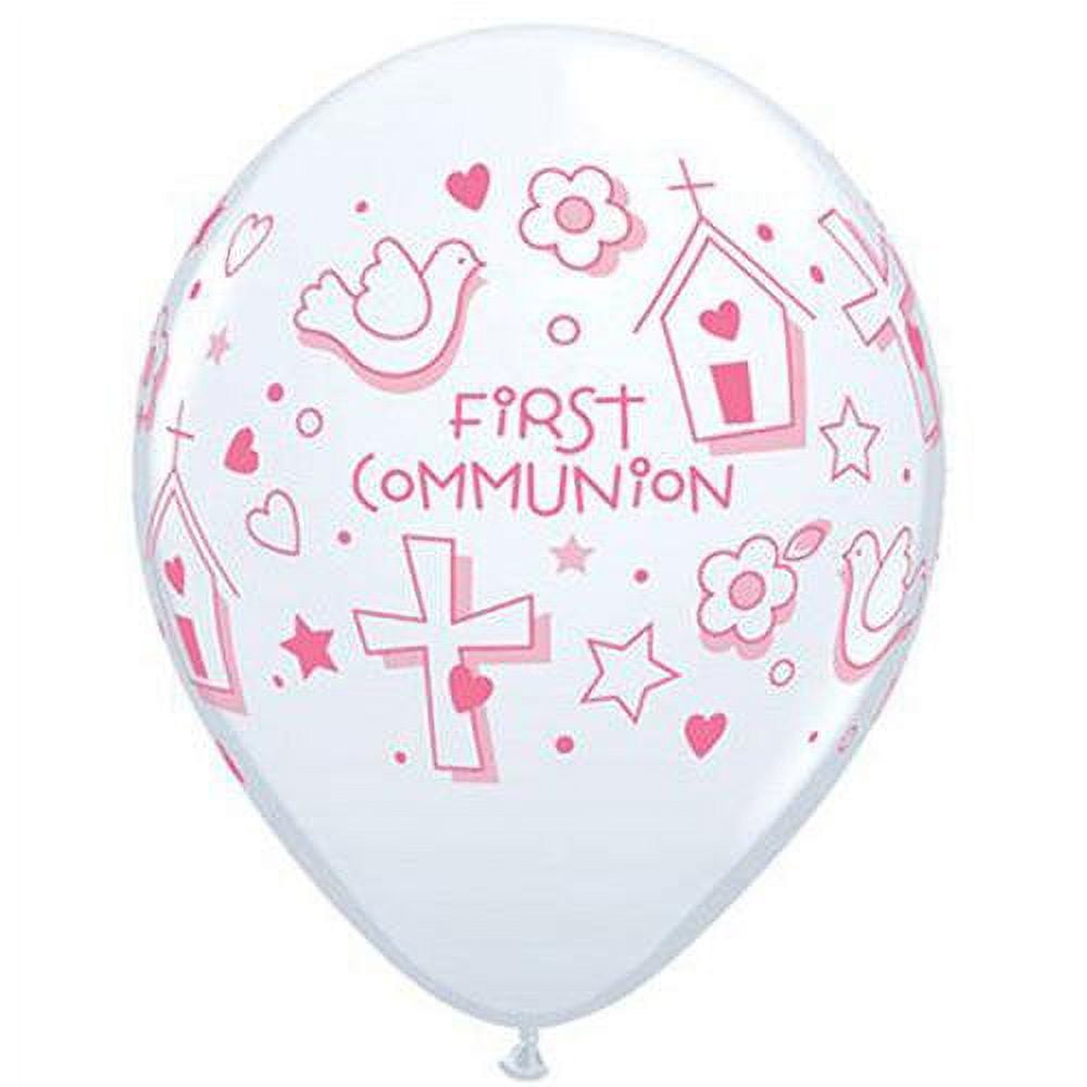 12 Pink Printed Around First Communion Balloon 11" - Walmart.com