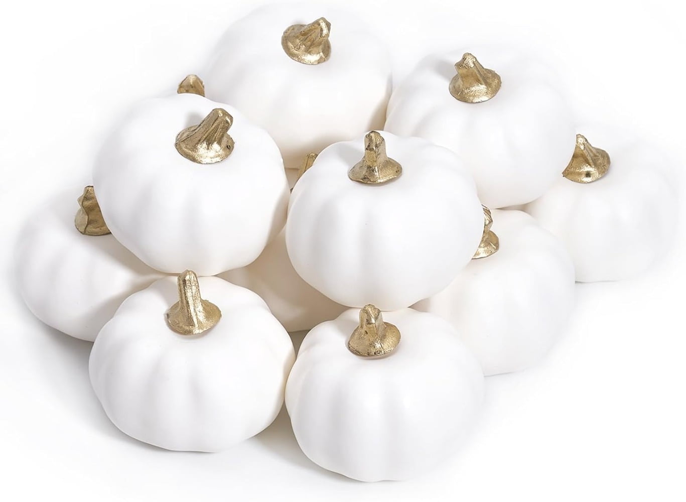 12-Pk Enchanting Pumpkin Decor Set! Artificial White Foam Pumpkins ...