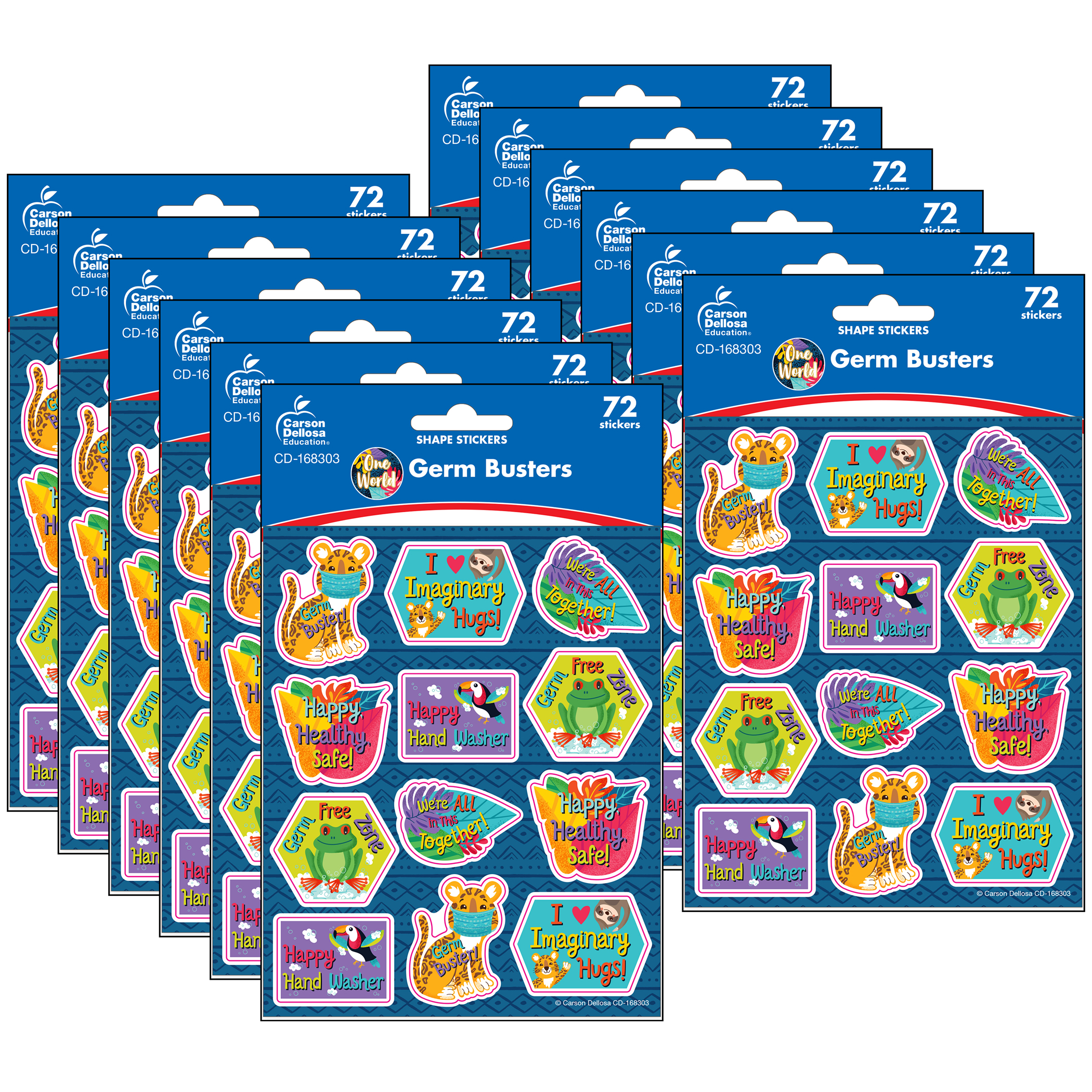 Carson Dellosa Education One World Germ Busters Shape Stickers, 72 Per ...