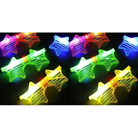 12/Pk Shutter Star Shape Led Light Up Sunglasses Flashing Assorted ...