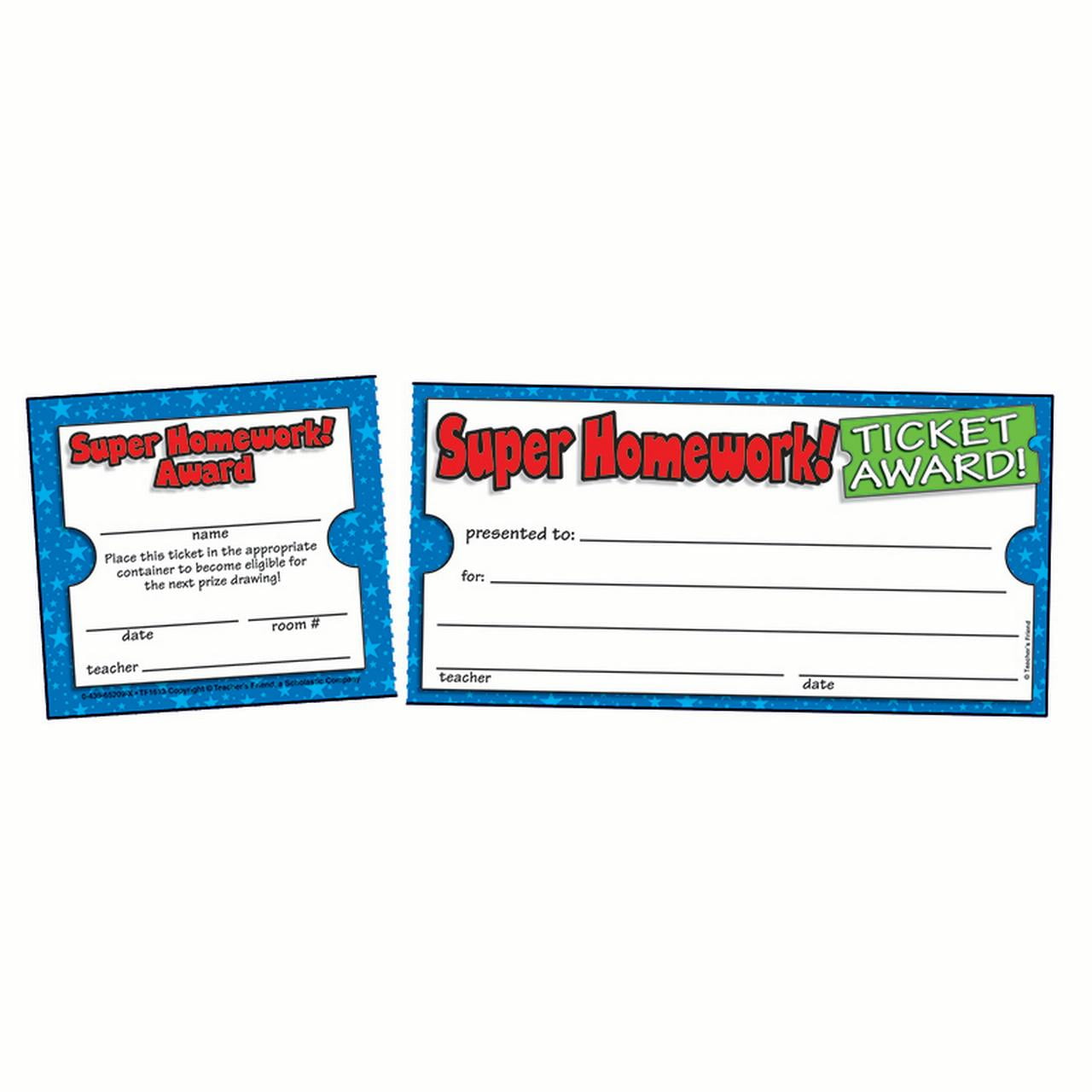 (12 Pk)Super Homework Ticket Awards - Walmart.com