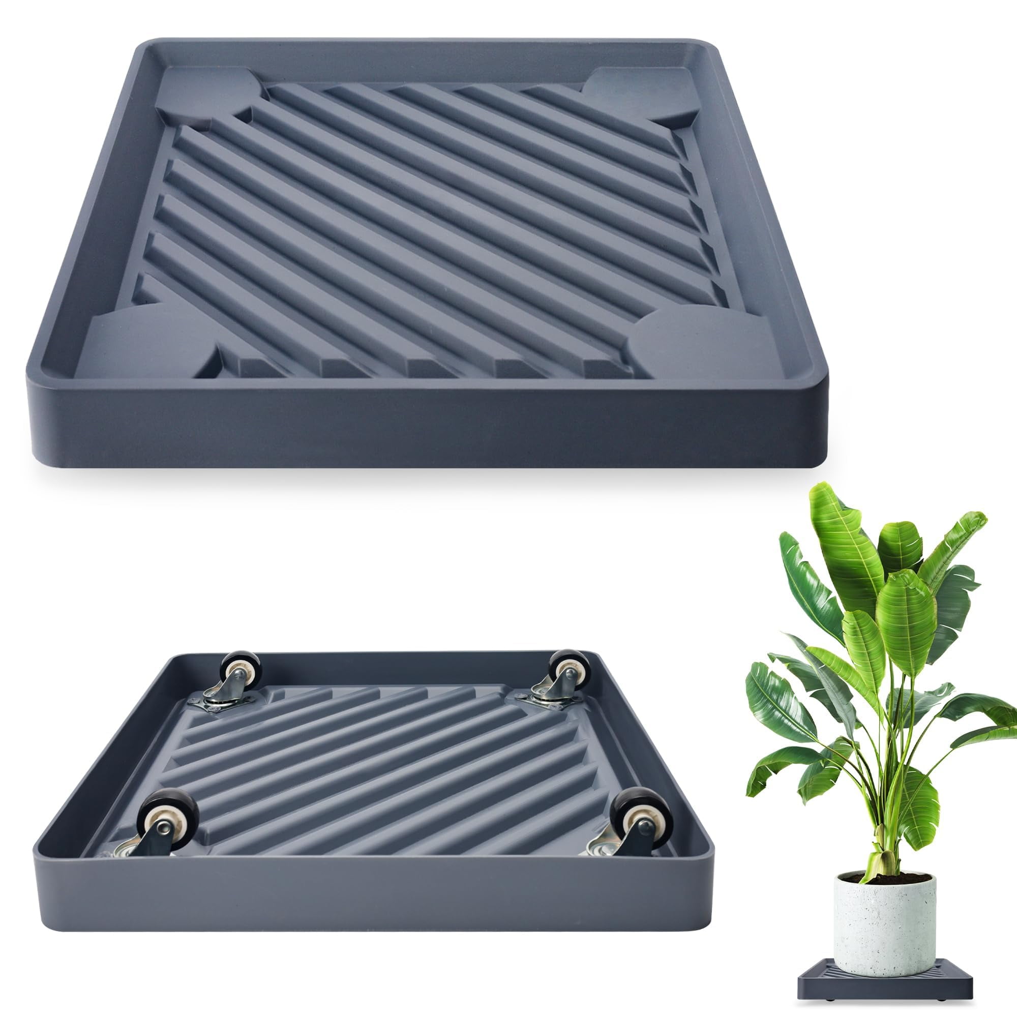 12" Plant Stands with Hidden Wheels Heavy-Duty Movable Plant Dolly Pot ...