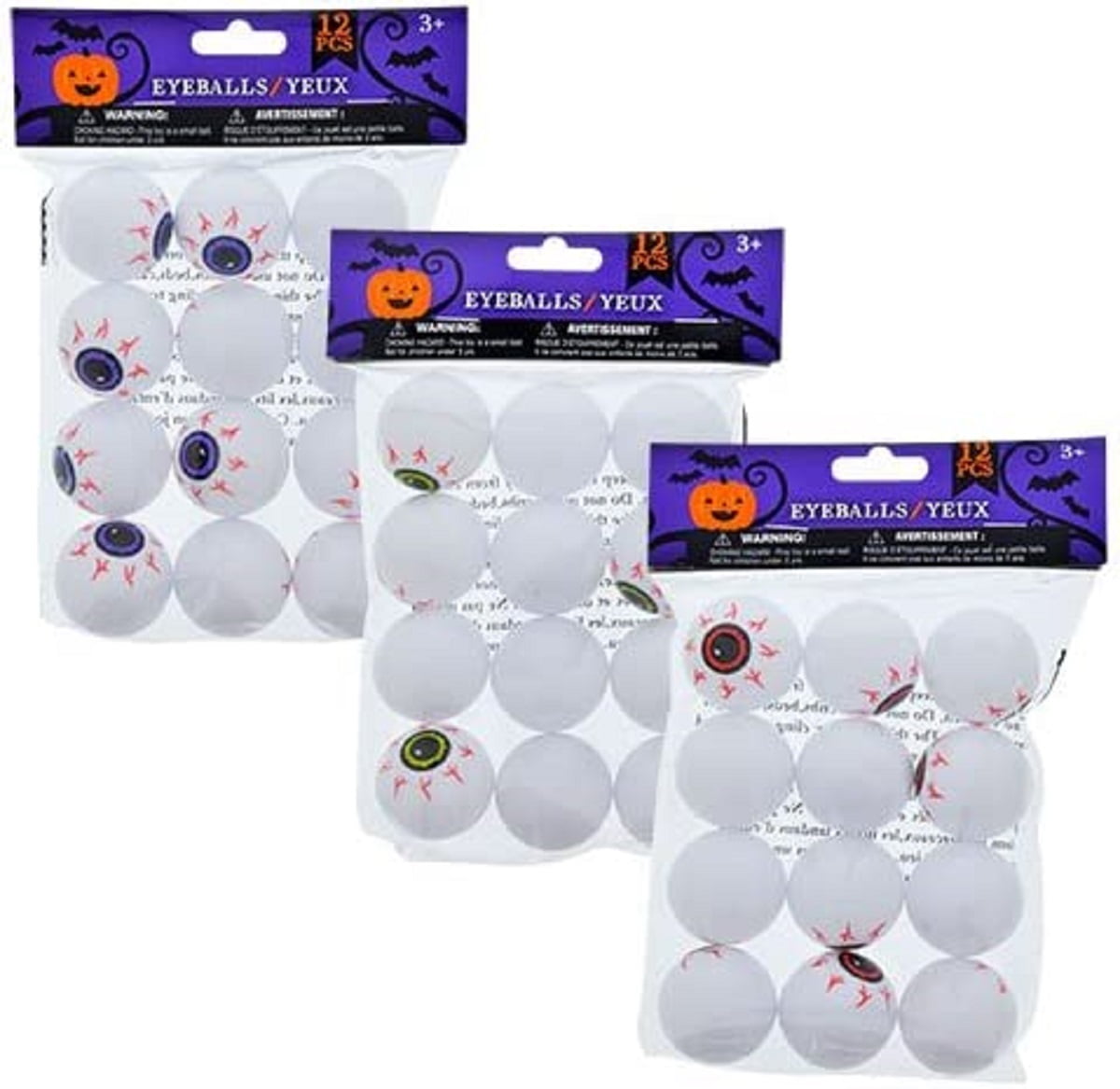 Walmart 12 Spooky Halloween Eyeball Toys, Plastic Ping Pong Zombie ...