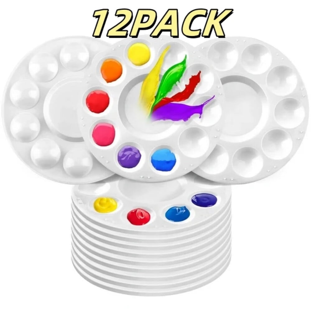 12 Plastic Painting Tray Palettes,Plastic Paint Pallets for Kids ...