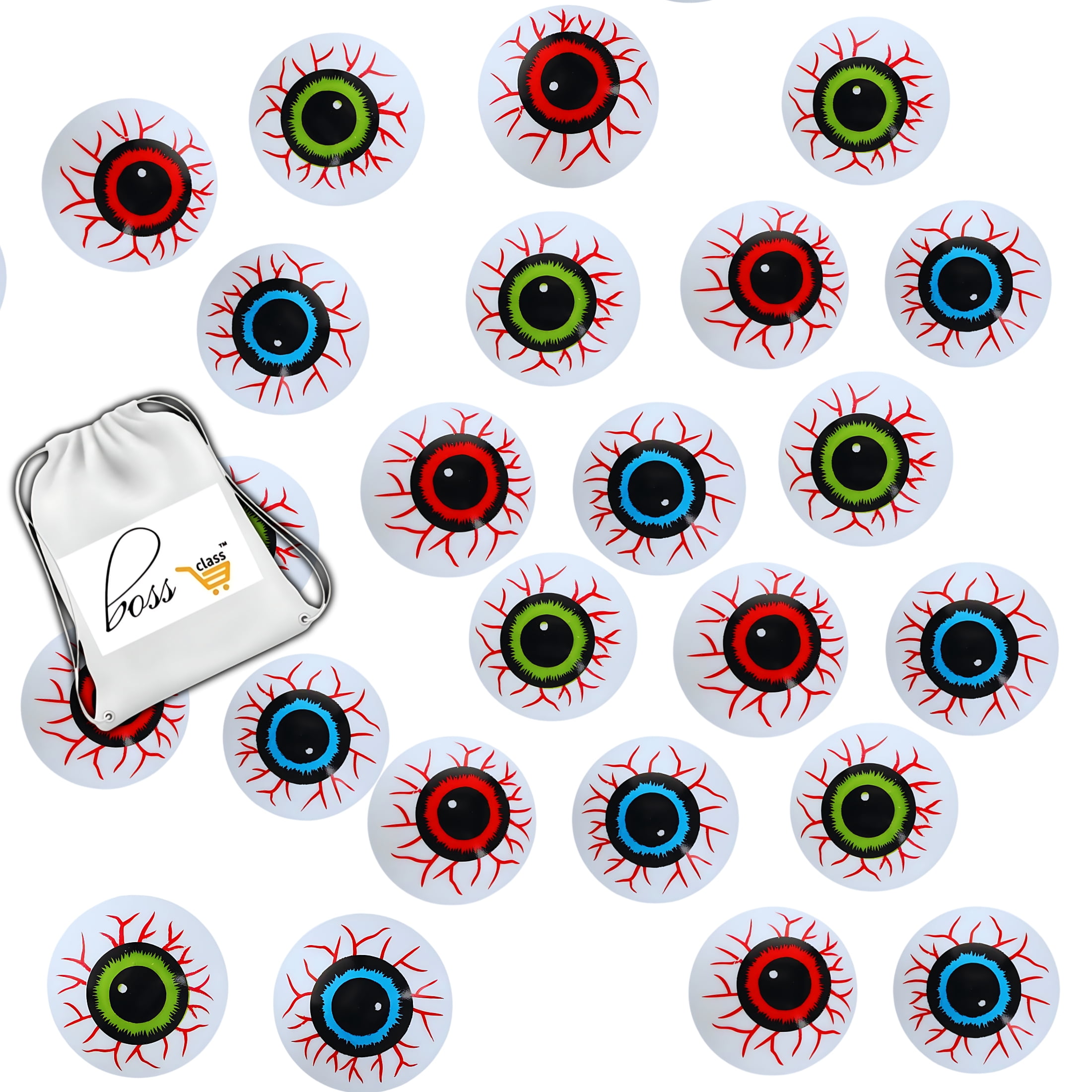 (12) Plastic Spooky Halloween Ping Pong Eyeballs, 1.375 inches Assorted ...