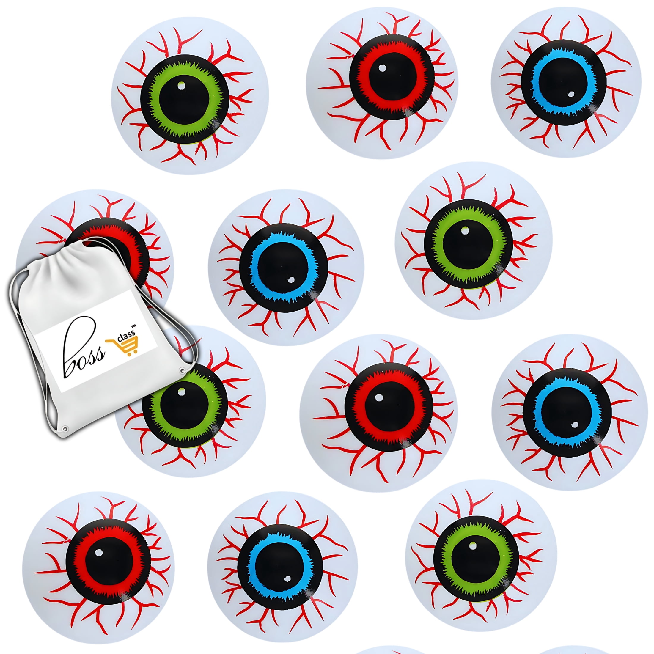 (12) Plastic Spooky Halloween Ping Pong Eyeballs, 1.375 inches Assorted ...
