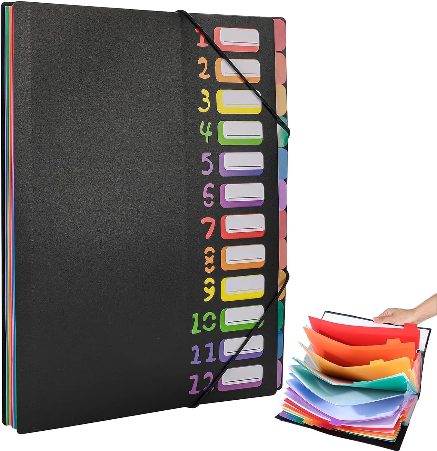 12 Pocket Expanding File Folder, Boriyuan File Organizer with Elastic ...
