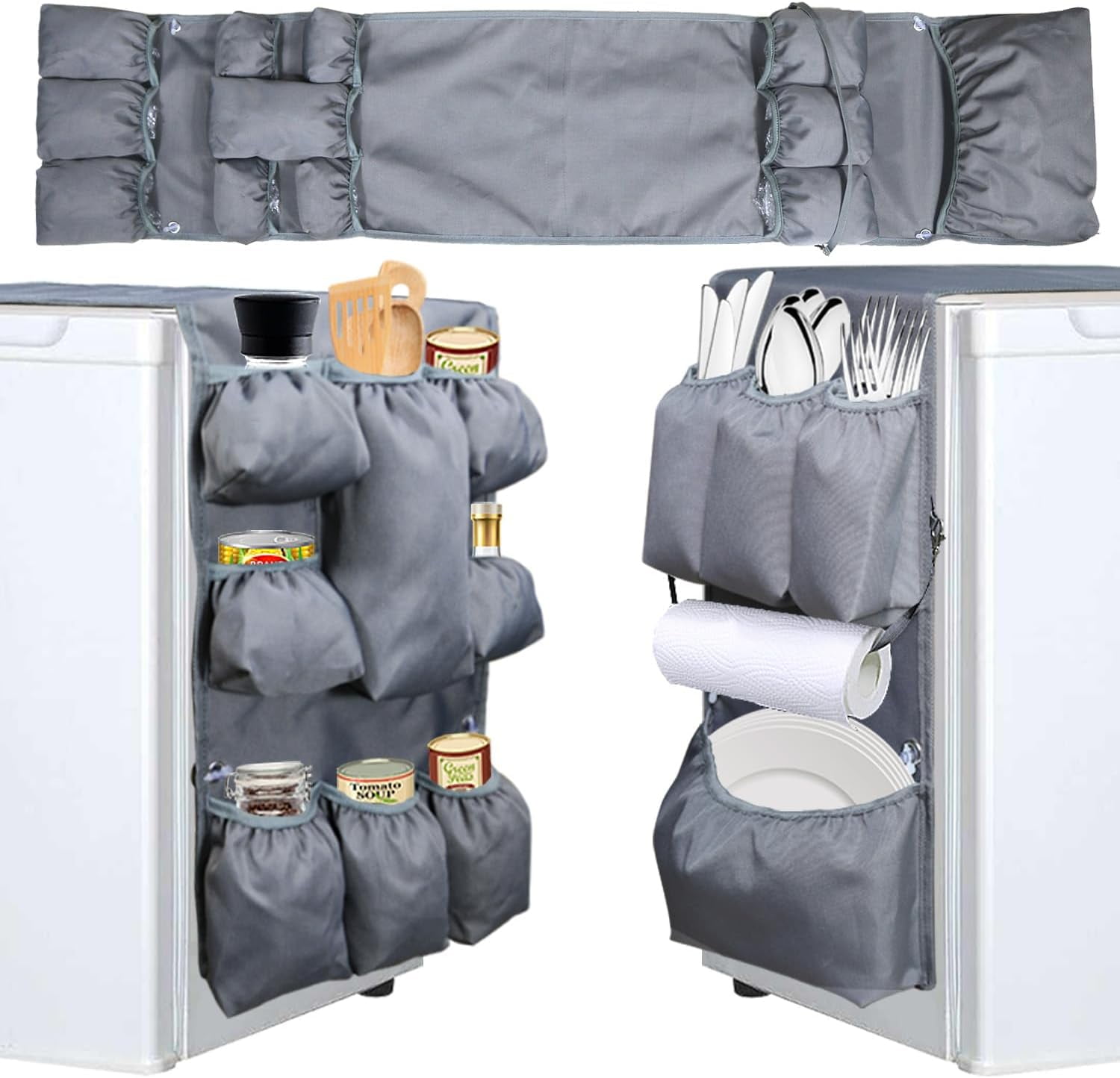 12 Pocket Mini Fridge Organizer, Over the Fridge Storage Organizer ...